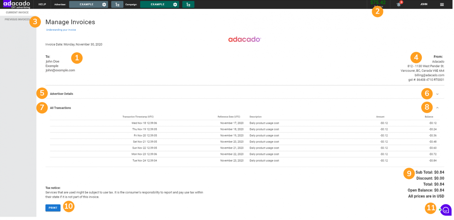 Understanding Your Invoice | Adacado Support